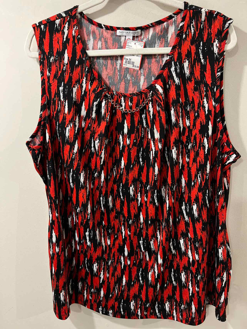 Notations red/black/white Size 3X tank – Share the Love Consignment